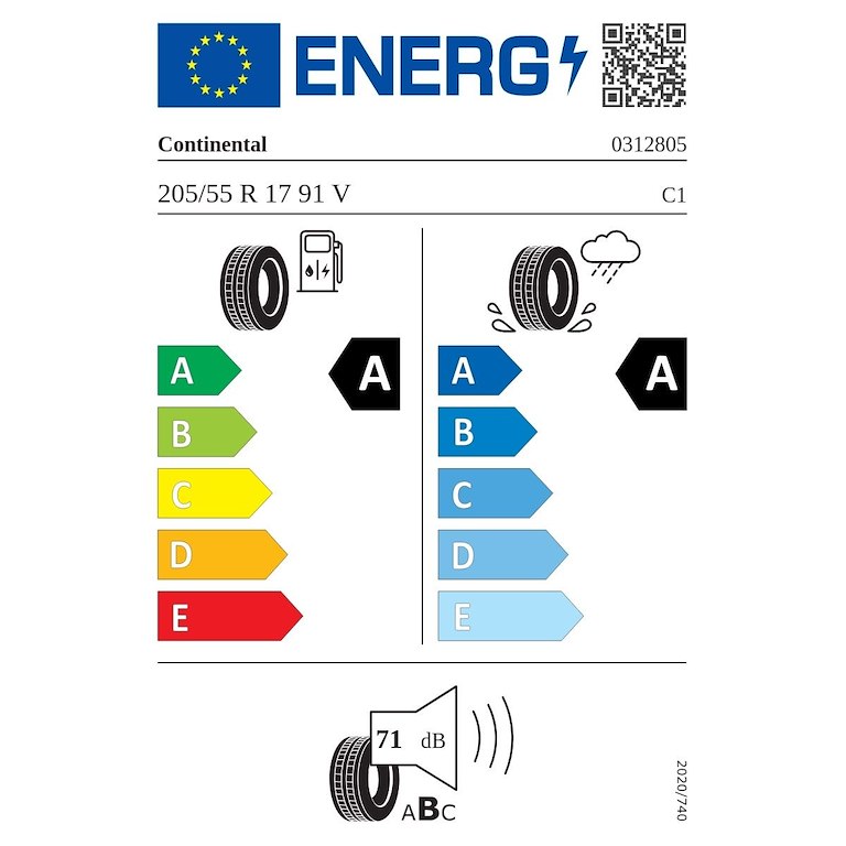 CONTI 205/55X17 91V XL ECO CONTACT 6 AB71