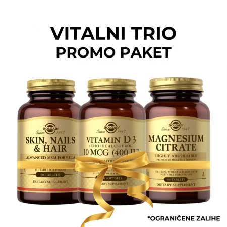 SOLGAR Promo - Magnezijum Citrat + Skin, Nails & Hair + Vitamin D