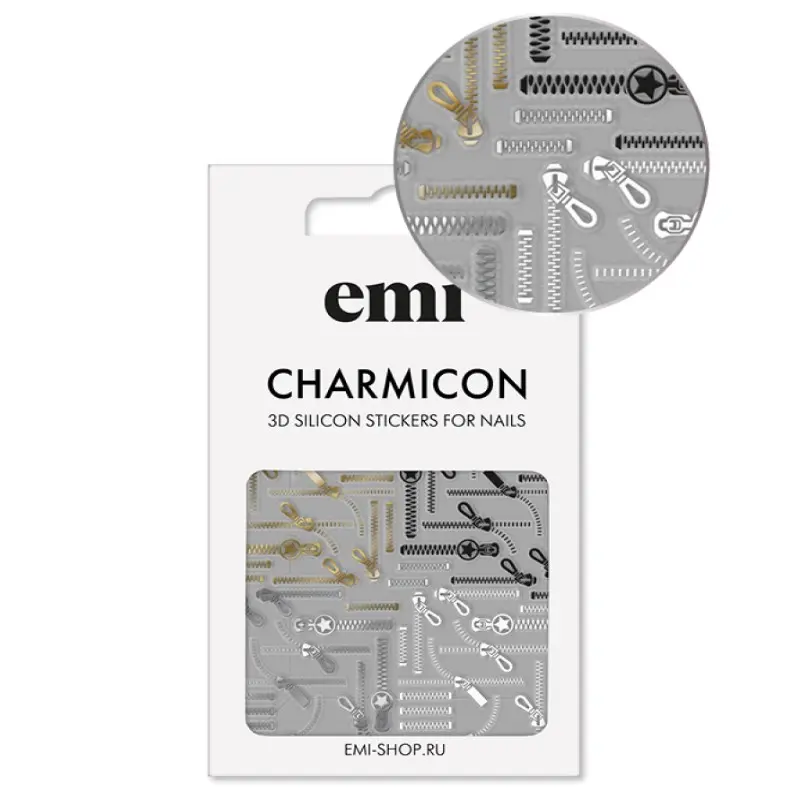 E.MI Silikonske nalepnice za nokte Charmicon 3D 170 Zipper