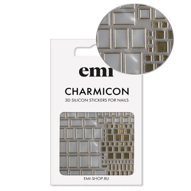 E.MI Silikonske nalepnice za nokte Charmicon 3D 158 Squares Gold