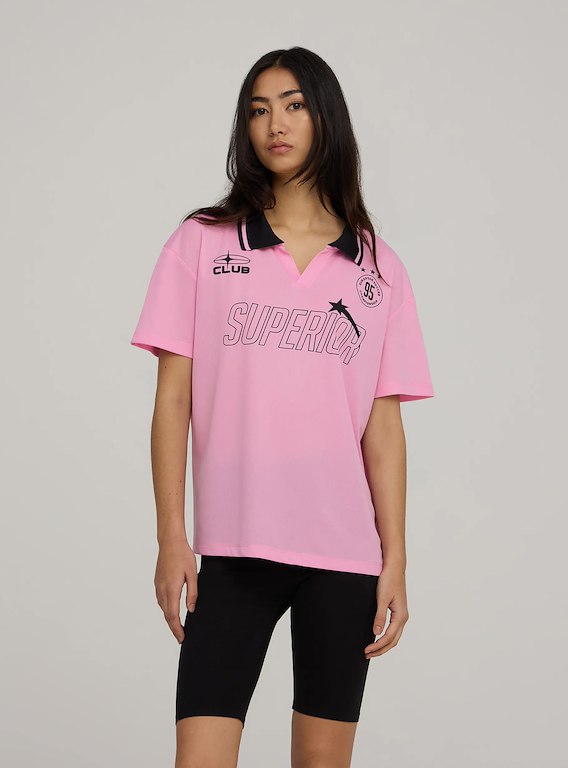 Polo majica sa V izrezom i fudbalskim printom Roze bubble