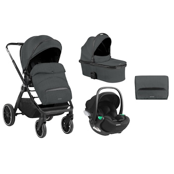 Kikka Boo kolica Tiffany premium set 3u1 sa autosedištem I-Trail I-size i tvrdom korpom Dark Grey