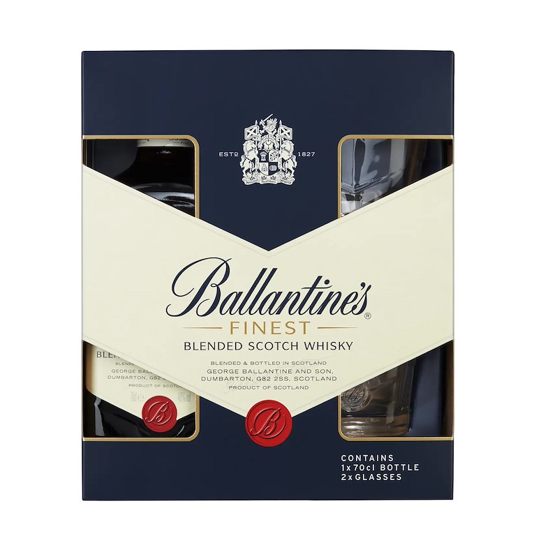 Ballantine's Finest Viski + Dve čaše, 0.7l