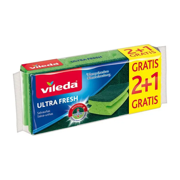 Vileda Ultra Fresh Sunđeri, Abrazivni, Antibakterijski, 3 komada, Zeleni