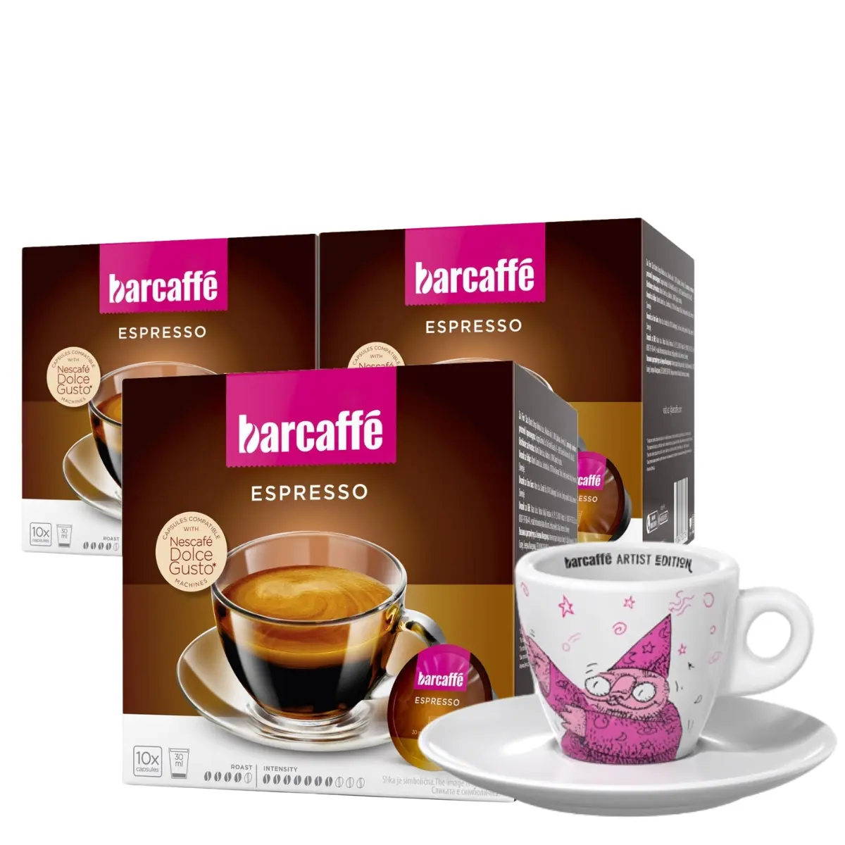 Barcaffe Espresso 10 Dolce Gusto kompatibilnih kapsula+šoljica gratis, 3 pakovanja