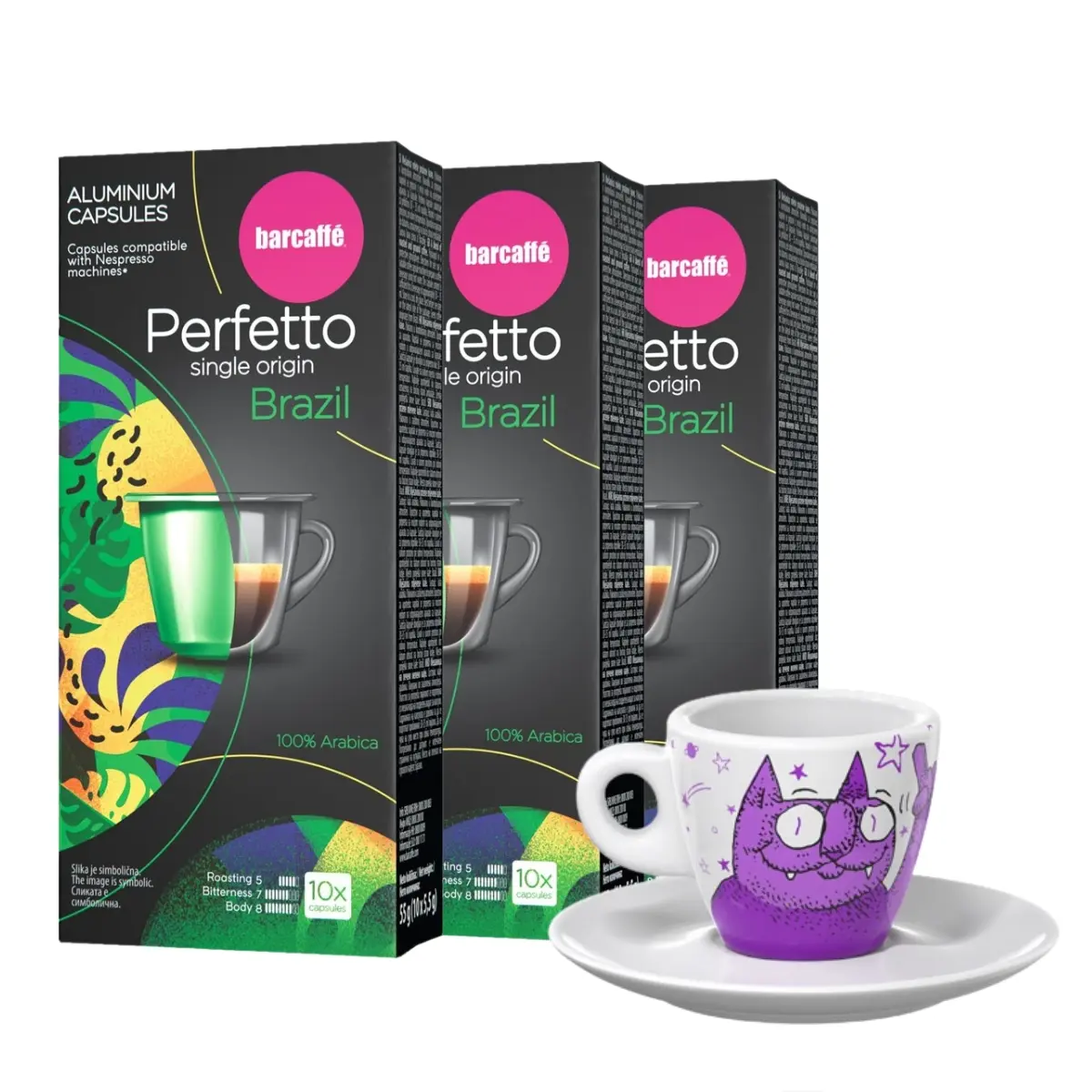 Barcaffe single origin espresso Brazil 10 Nespresso kompatibilnih kapsula+šoljica gratis, 3 pakovanja