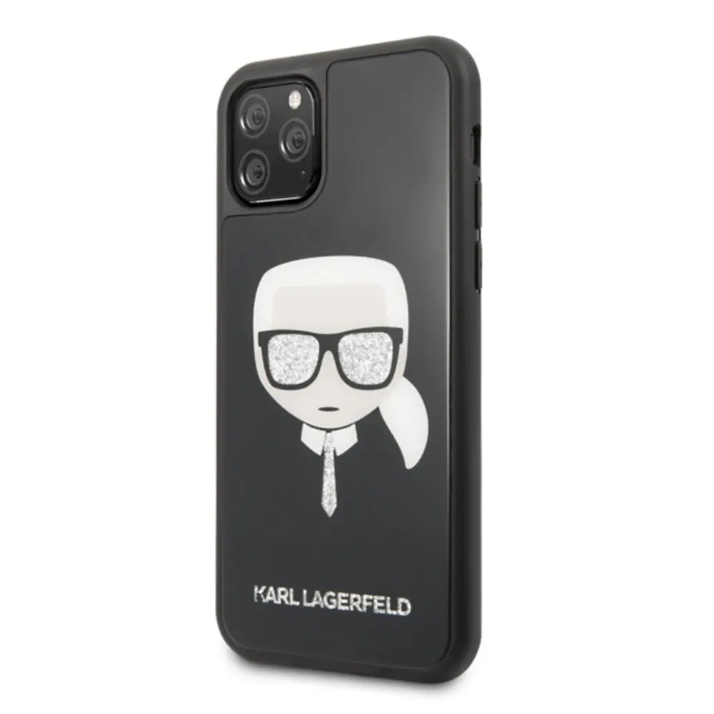 Maska za telefon Karl Lagerfeld Double Layers Glitter Head za iPhone 11 Pro 5.8 crna (KLHCN58DLHBK)