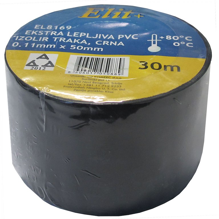 EL8169 PVC lepljiva izolir traka 0.11mmx50mm, 30m, crna