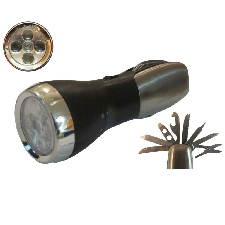 EL80975 Ručna lampa sa 4 bele i 1 crvenom LED, sa 8 vrsta alata