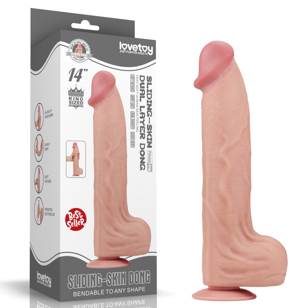 14'' King Sized Sliding Skin Dual Layer Dong, LVTOY00683 / 1239