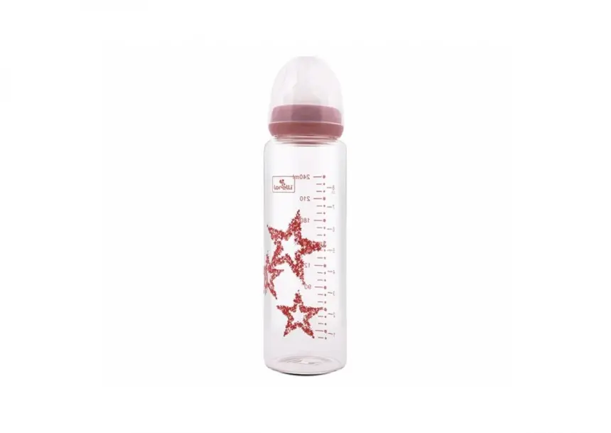 LORELLI STAKLENA FLASICA 240ml SA ANTI-COLIC CUCLOM - PINK STARS (10200880003)