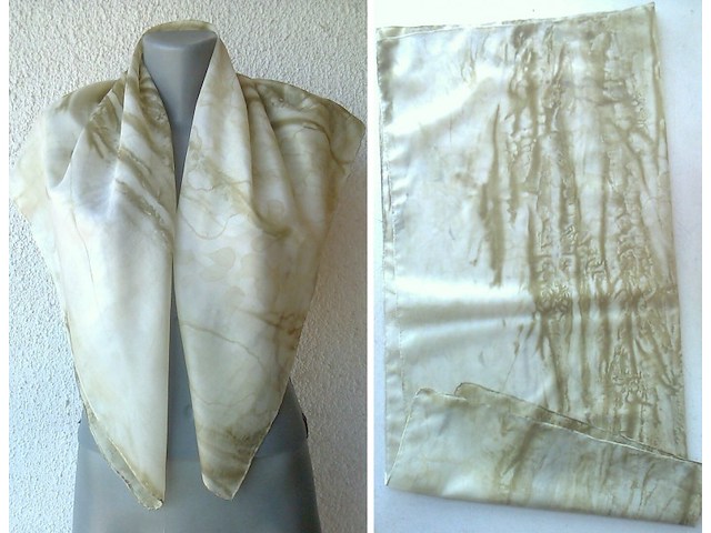 marama svilena bledo maslinasta bež 90x84 cm