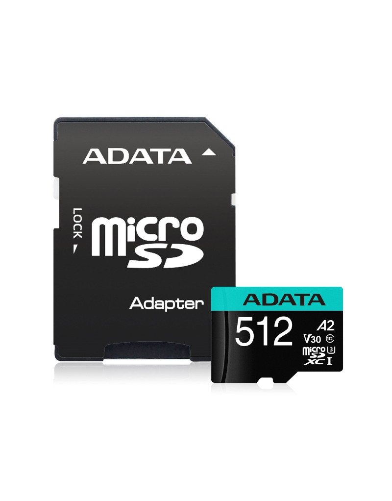 A-DATA Memorijska kartica UHS-I U3 MicroSDXC 512GB V30S class 10 + adapter AUSDX512GUI3V30SA2-RA1