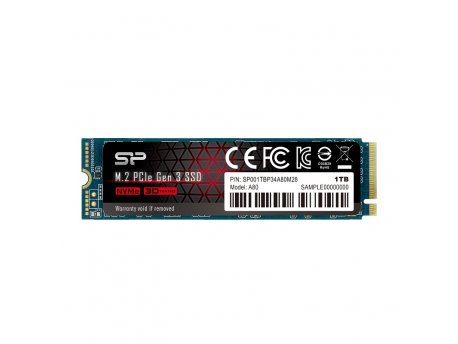 SILICON POWER 1TB, A80, M.2 PCIE GEN 3X4 SSD (SP001TBP34A80M28)