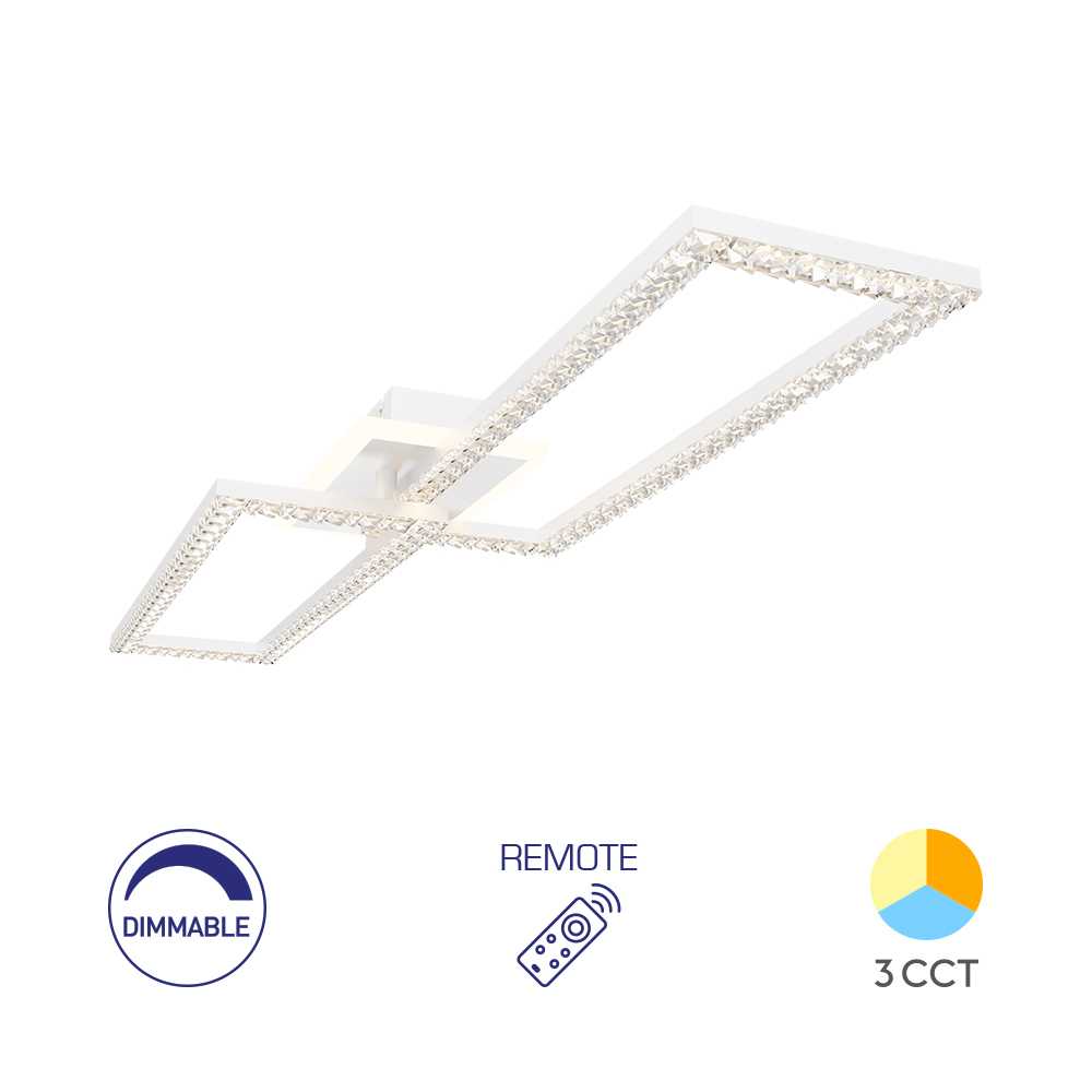 LED PLAFONJERA CRYSTAL D 55W 3U1 DALJINSI BELA