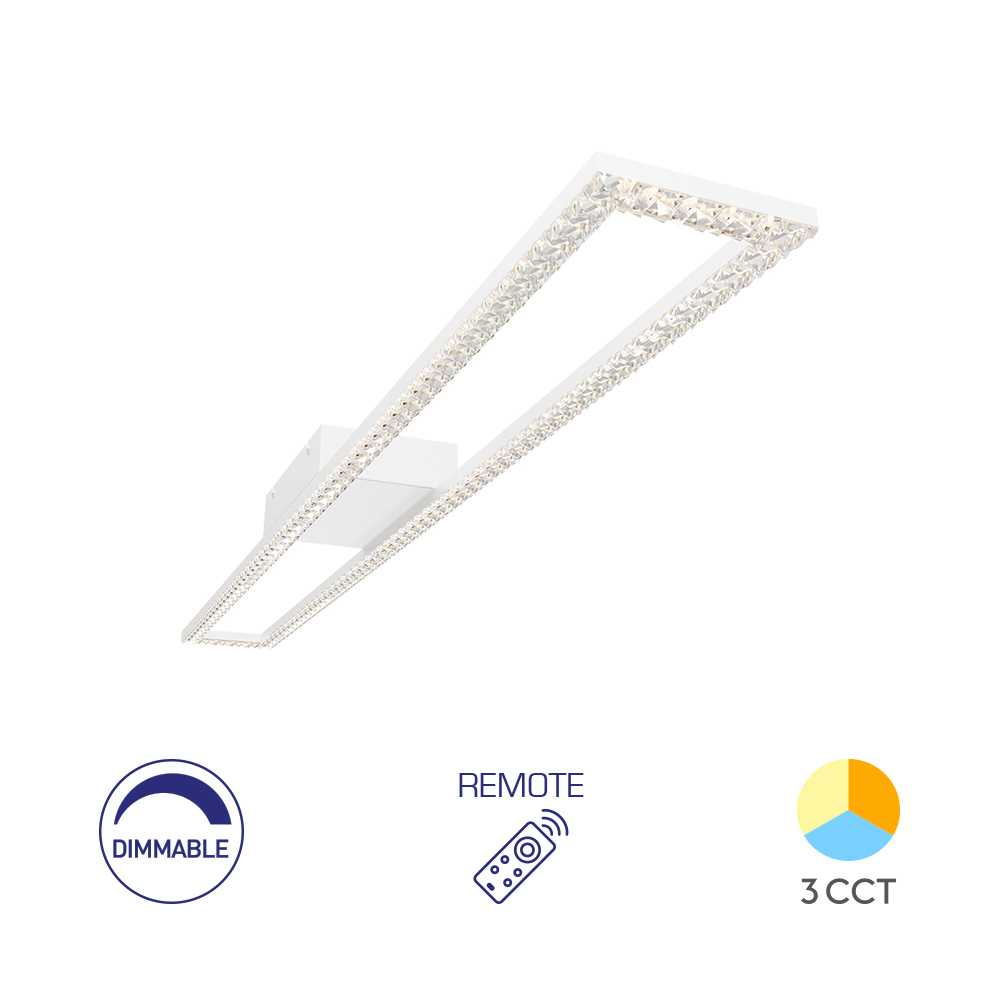 LED PLAFONJERA CRYSTAL C 40W 3U1 DALJINSI BELA