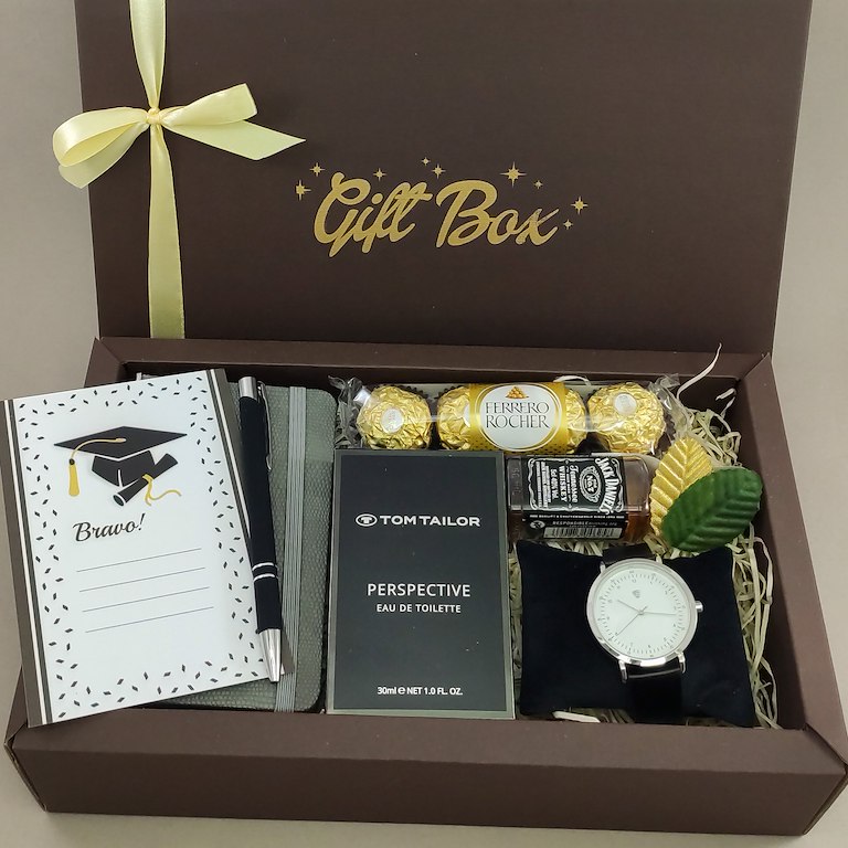 Poklon kutija Poklon sa elegantnim muškim satom i parfemom 00135-2