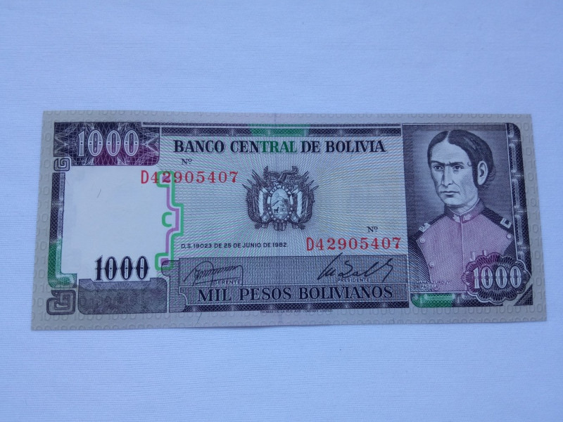 Bolivija 1.000 pesos bolivianos,1982 god.UNC