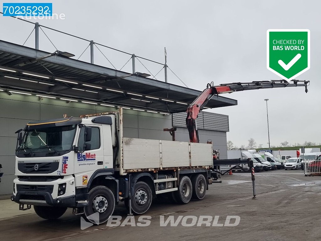 Volvo FMX 460 8X4 Fassi F245AC.0.26 Kran 6 extensions VEB+ Euro 5 kamion s ravnom platformom