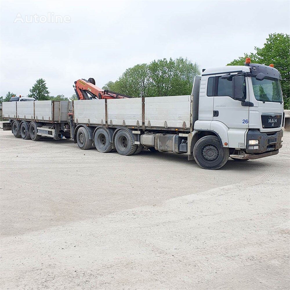 Prodaje se MAN TGS 35.480 kamion s ravnom platformom na aukciji + prikolica sa ravnom platformom