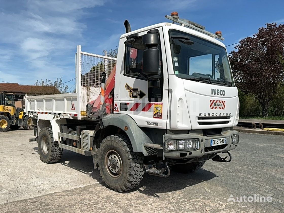 IVECO Eurocargo 100E18 4x4 tipper with Fassi crane kamion s ravnom platformom