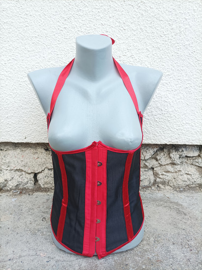 Crveno Crni Underbust Goth Vamp Korset L