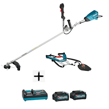 Makita akumulatorski trimer XGT 40V UR016GZ + starter set XGT (2 x 4Ah BL4040 + brzi punjač DC40RA) 191L77-9