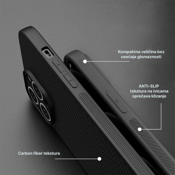 Futrola za mobilni telefon Maska Carbon fiber za Xiaomi Redmi Note 11/Note 11S crna