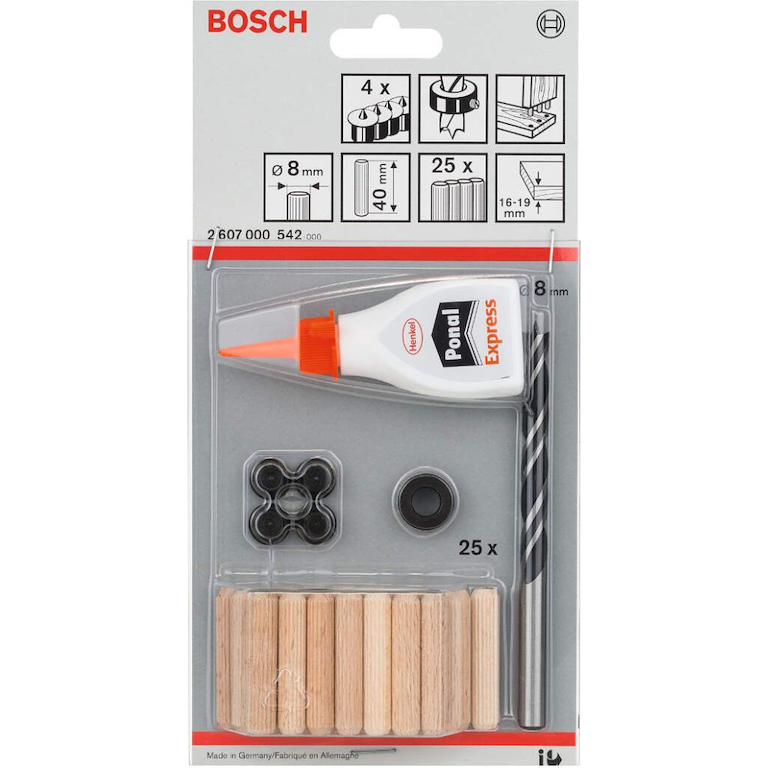 Bosch – 32-delni set drvenih tiplova 8 mm, 40 mm – 2607000542