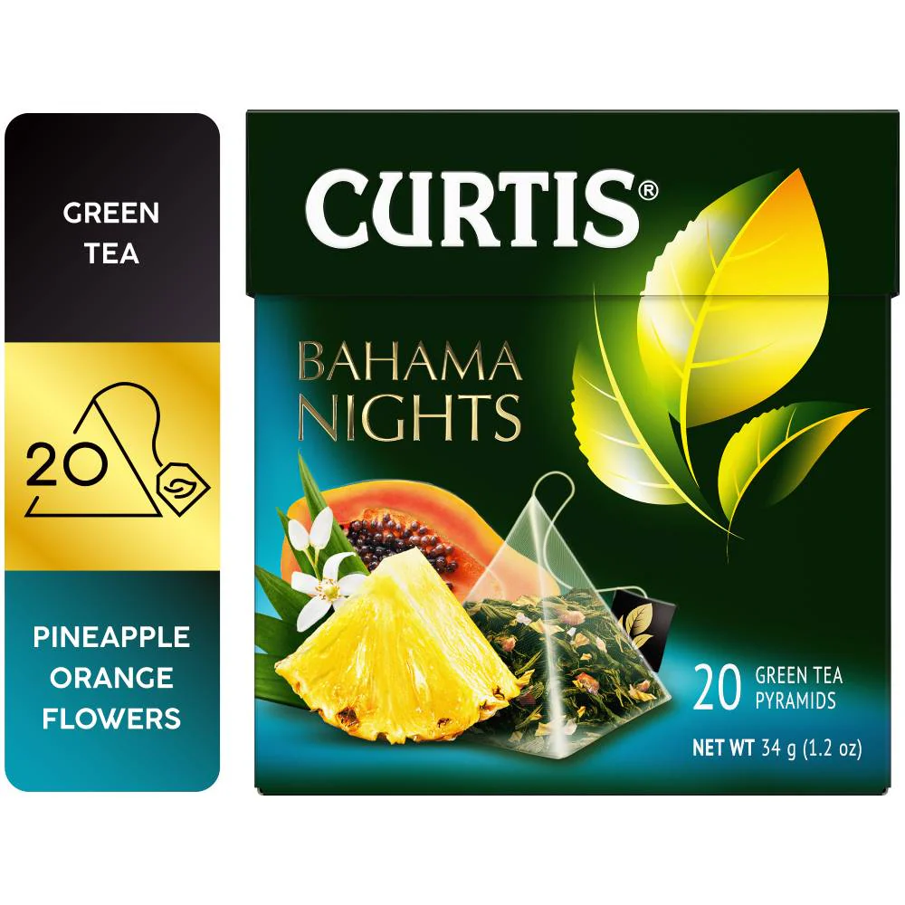 CURTIS Bahama Nights - Zeleni čaj sa ananasom i laticama cveća, 20x1.7g