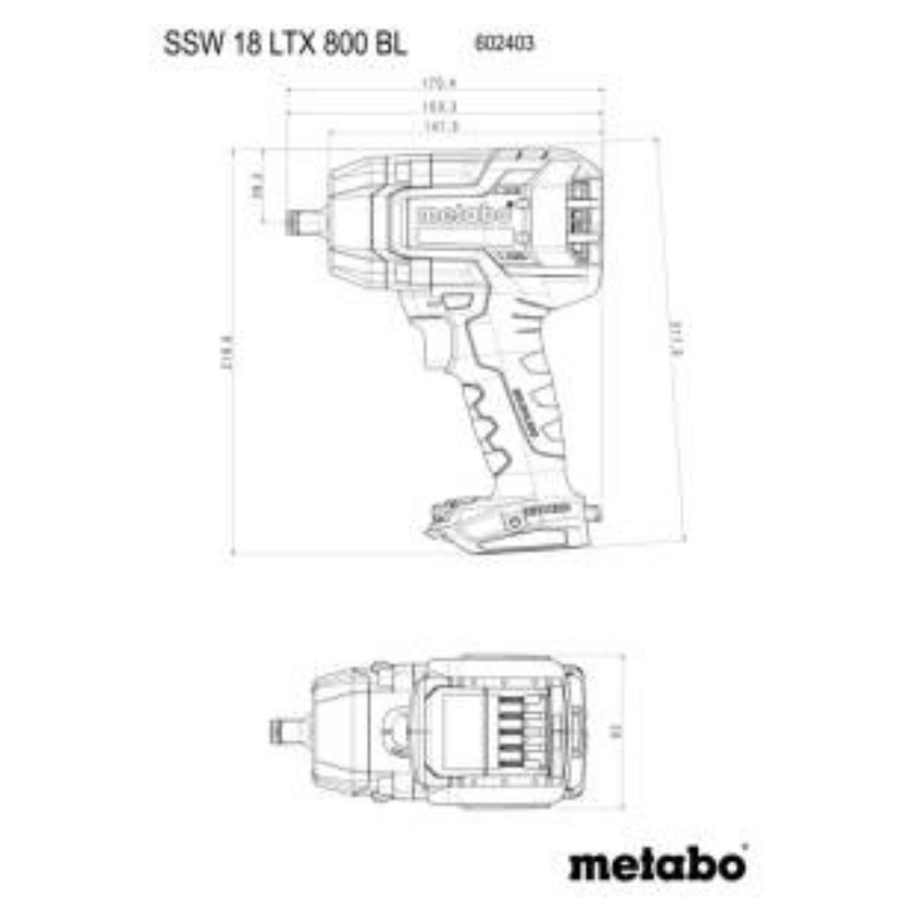 Metabo – Akumulatorski udarni odvrtač, SSW 18 LTX 800 BL Solo, bez baterije i punjača – 602403840