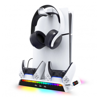 Stalak iPega PG-P5S006 multifunkcionalni RGB za PS5 SLIM beli