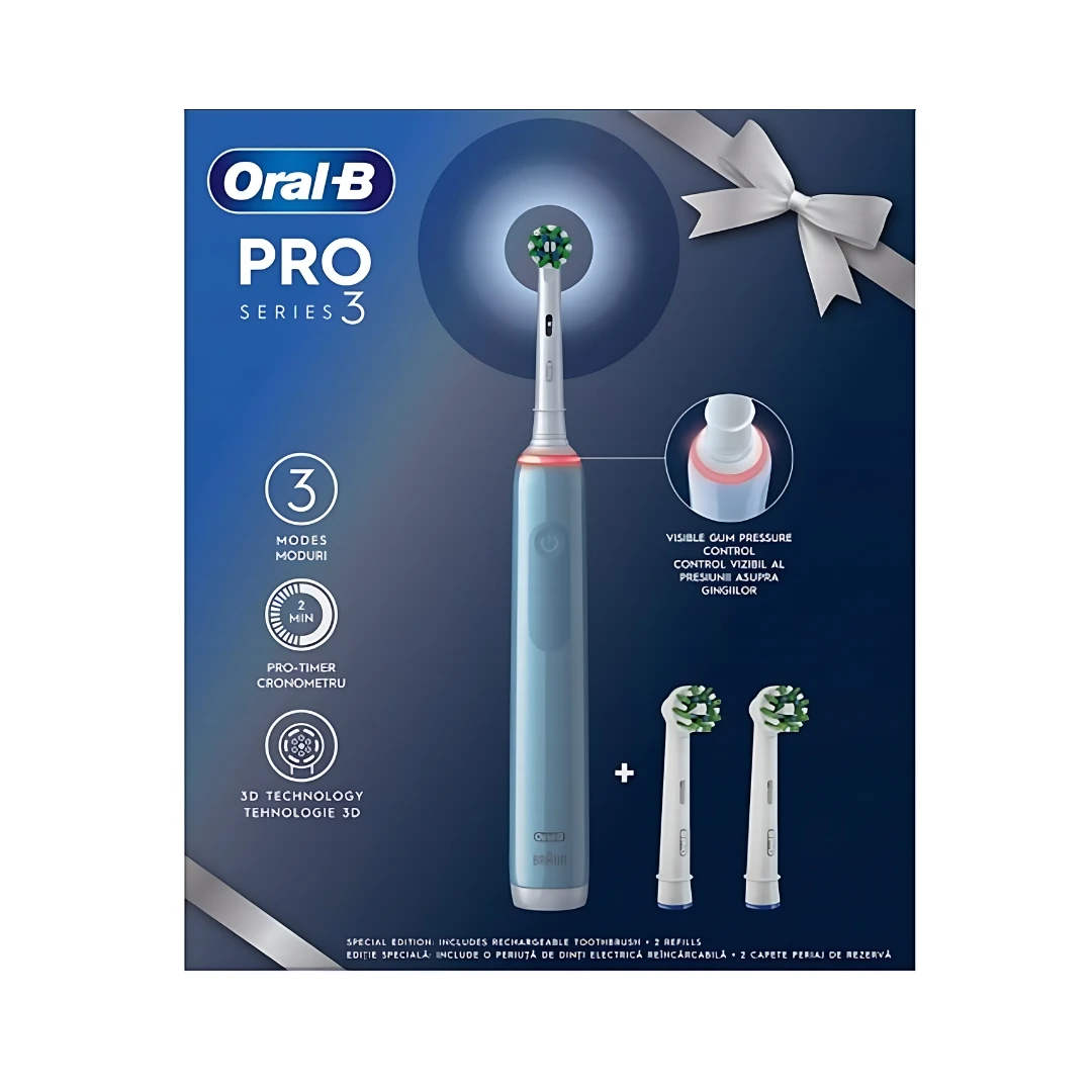 Oral-B® Pro 3 Električna Četkica za Zube Set + 2 Zamenska Nastavka