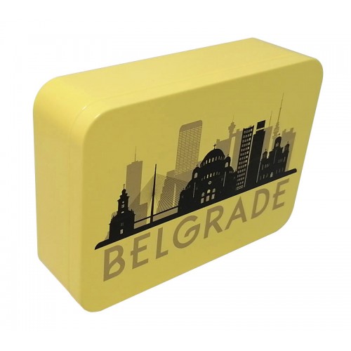 Metalna kutija Belgrade 14,2x10x3 cm zlatno žuta