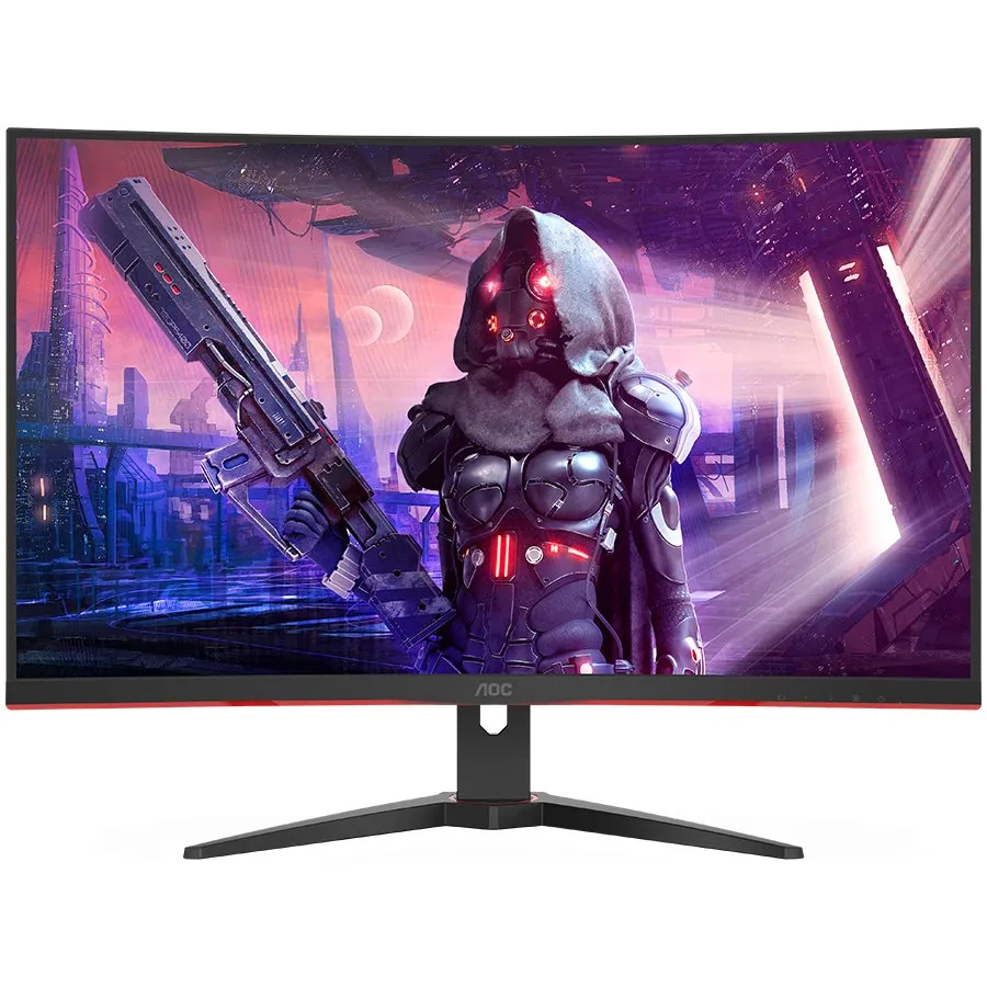 AOC Monitor LED CQ32G2SE 32” Gaming Curved 165Hz QHD (31.5“, 16:9, 2560x1440, VA, 165Hz, 250 cd/m², 3000:1, 1 ms, 2xHDMI, DP, Speakers, Tilt, Frameless) Black-Red, 3y