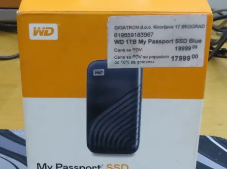 NOV WD My Passport 1TB USB-C SSD R/W: 1050/1000MB/s Metalic