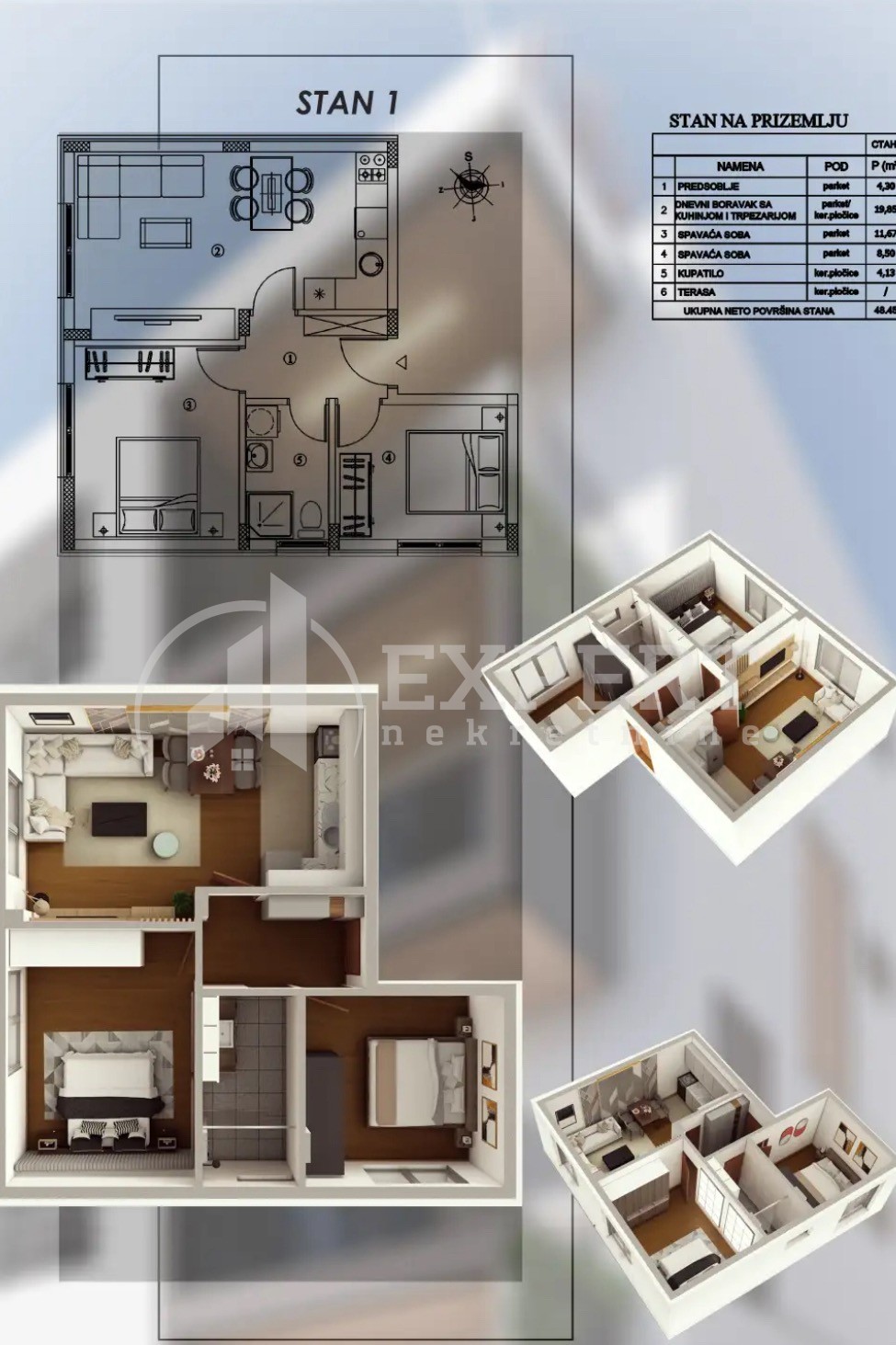 Dvosoban stan, 48.45 m2, Durlan, Ozrenska ID: p-011696