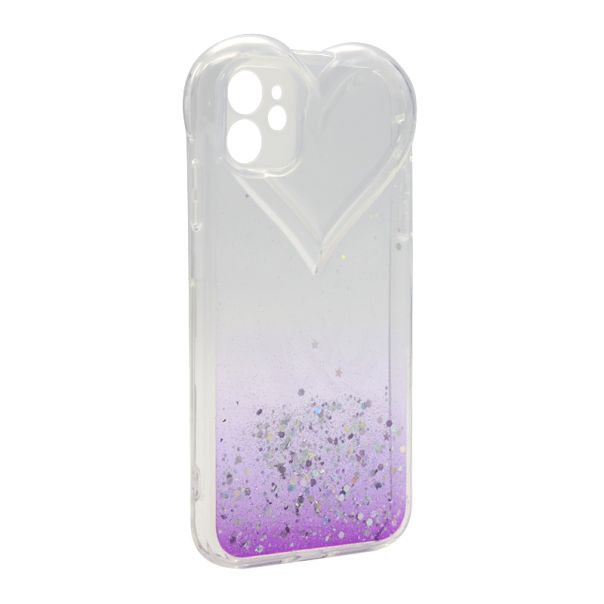 Futrola Sparkly Heart za iPhone 12, ljubičasta