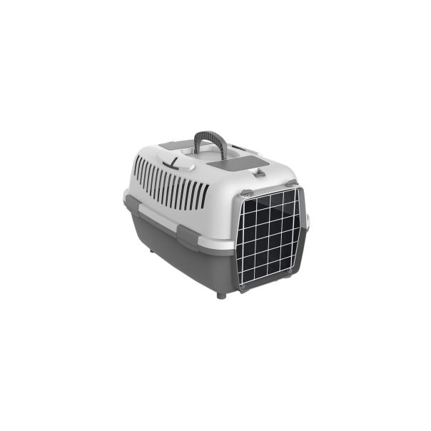 PETMAX Transporter metalna vrata Lux 2 siva 55x36x35 cm