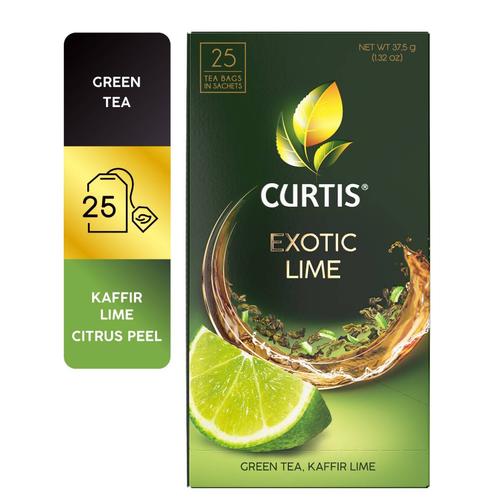 CURTIS Exotic Lime - Zeleni čaj sa aromom kafirske limete, limuna i korom citrusa, 25x1,5g