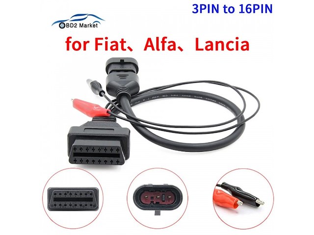 OBD2 adapter 16 pin na 3 pin za Fiat Lancia Alfa Romeo