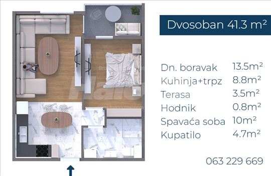 41.3m2 dvosoban, povraćaj PDV-a