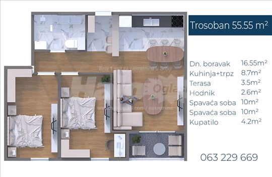 55.55m2 trosoban, povraćaj PDV-a