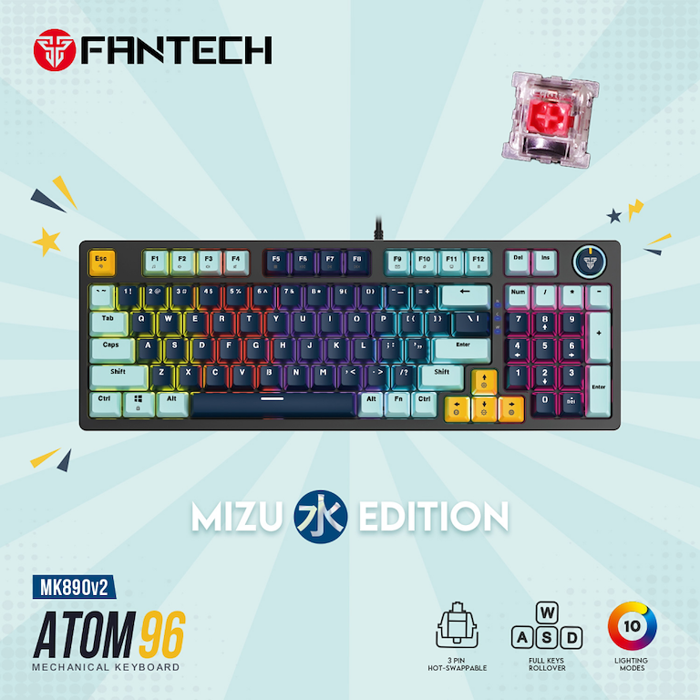 Tastatura Mehanicka Gaming Fantech MK890 RGB Atom 96 Navy (Red switch)