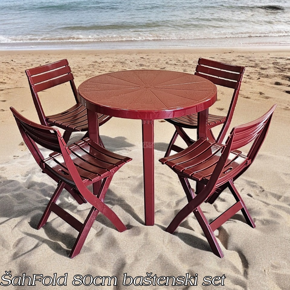 Baštenski set ŠahFold 80cm – sto i 4 stolice