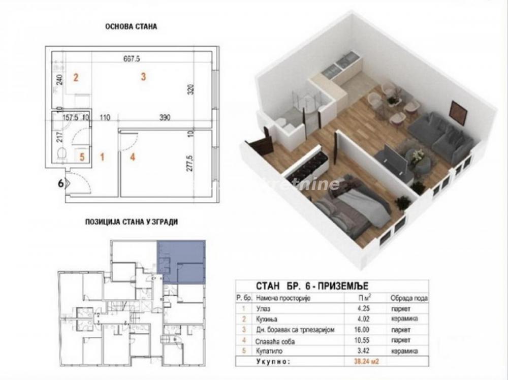 Jednoiposoban stan na prodaju, 38m2, 86.650€