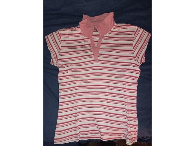 Rozo bela polo majica na pruge M/L
