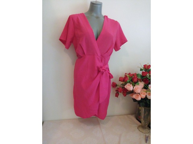 Nova pink haljina-suknj na preklop S/M