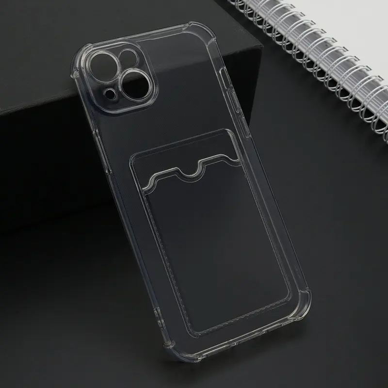 Maska za telefon Transparent Card Pocket za iPhone 15 Plus 6.7" siva
