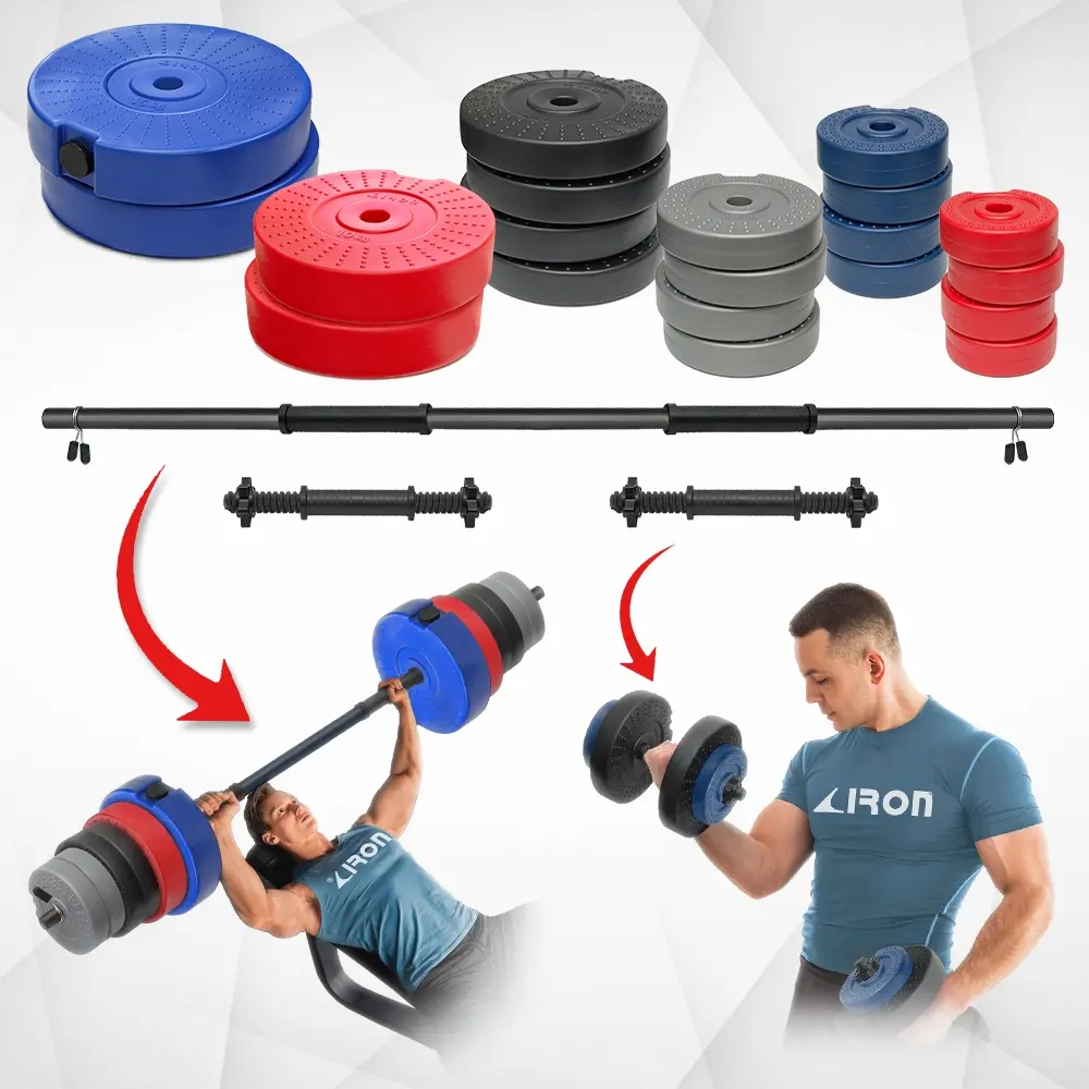 IRON SPORT Set tegova, 118kg i 2+1 šipka